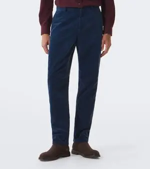 Brunello Cucinelli Cotton Corduroy Straight Leg Trousers - Blue