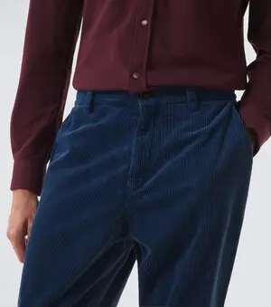 Brunello Cucinelli Cotton Corduroy Straight Leg Trousers - Blue