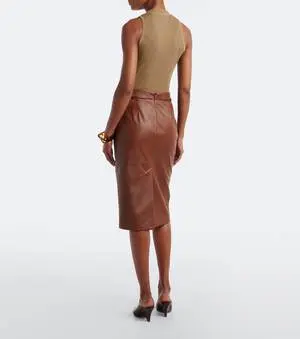Max Mara Leather Midi Skirt