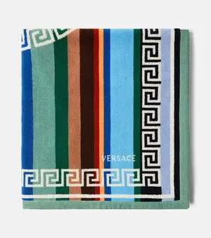 Versace Greca Striped Cotton Terry Bath Sheet