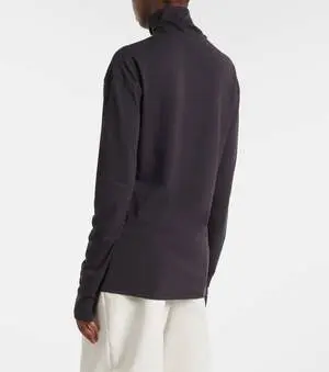 LEMAIRE Cotton Jersey Turtleneck Top With Self-tie Collar - Black