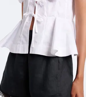 GANNI Peplum Blouse With Bow Detail - White