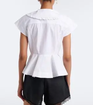 GANNI Peplum Blouse With Bow Detail - White