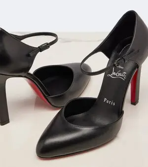 CHRISTIAN LOUBOUTIN Lamb Leather Ankle Strap Pumps - Black