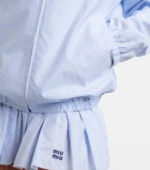 Miu Miu Logo Gingham Cotton Blouson Jacket