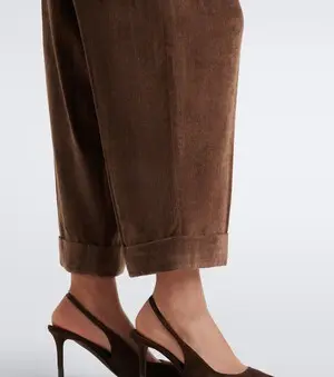 Brunello Cucinelli Pleated Velvet Straight Leg Pants