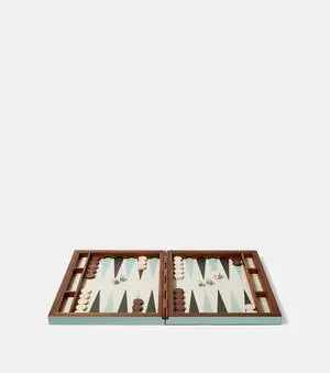 GIOBAGNARA Leather And Wooden Backgammon Set - Green