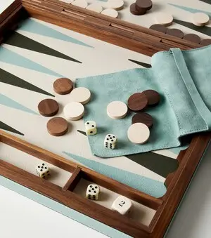 GIOBAGNARA Leather And Wooden Backgammon Set