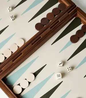 GIOBAGNARA Leather And Wooden Backgammon Set