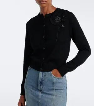 Erdem Embellished Wool Cardigan