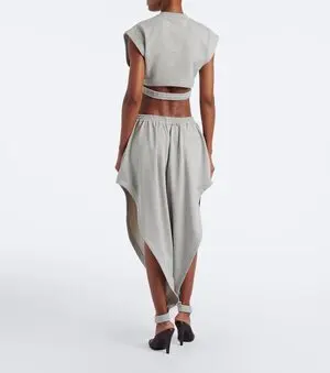 Alaïa Ruffled Cotton-blend Fleece Tapered Pants