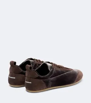JIL SANDER Etage Suede-trimmed Velvet Sneakers - Brown