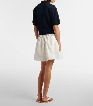 Miu Miu Cotton And Linen-blend Poplin Miniskirt