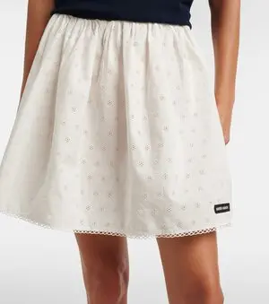 Miu Miu Cotton And Linen-blend Poplin Miniskirt