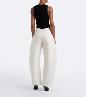 Alaïa Wool Crepe Barrel-leg Trousers - White