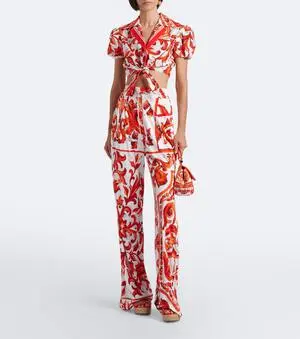 Dolce & Gabbana Majolica Print Wide-leg Pants