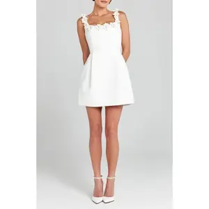 NADINE MERABI Cindy Floral Appliqué Fit & Flare Mini Dress
