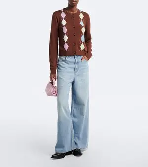 GANNI Argyle Cotton Cardigan
