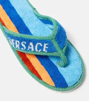 Versace Striped Cotton Terry Slippers