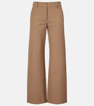 Max Mara Cotton-blend Wide-leg Pants - Beige