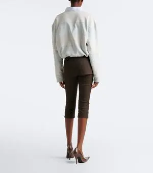 Acne Studios Layered Cotton Capri Pants - Brown