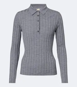Jardin Des Orangers Ribbed-knit Virgin Wool Polo Sweater - Grey