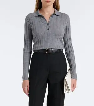 Jardin Des Orangers Ribbed-knit Virgin Wool Polo Sweater