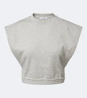 Alaïa Cotton-blend Fleece Crop Top - Grey