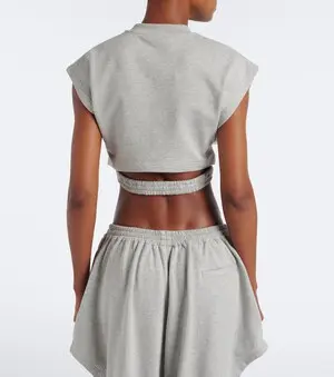 Alaïa Cotton-blend Fleece Crop Top - Grey