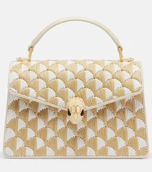 BVLGARI Serpenti Forever Mini Raffia Top-handle Bag - Gold