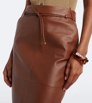Max Mara Leather Midi Skirt