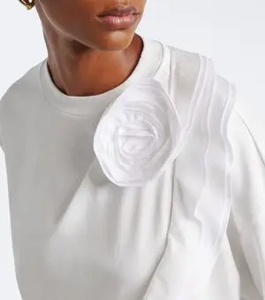 Max Mara Cotton Jersey T-shirt With Floral Appliqu - White