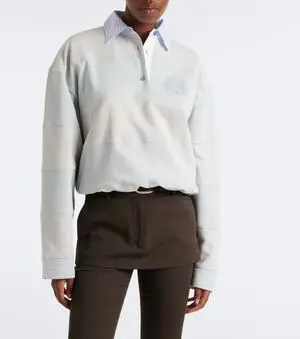 Acne Studios Striped Cotton Fleece Polo Sweatshirt - Blue