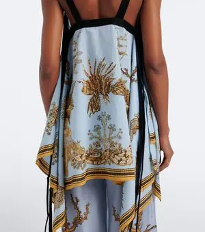La DoubleJ Asymmetrical Printed V-neck Cotton Top