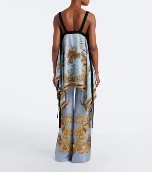 La DoubleJ Asymmetrical Printed V-neck Cotton Top