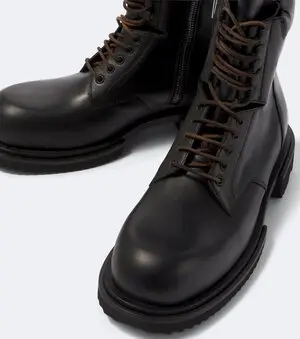 Rick Owens Army Gabe Leather Combat Boots - Black