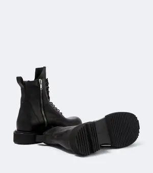 Rick Owens Army Gabe Leather Combat Boots - Black