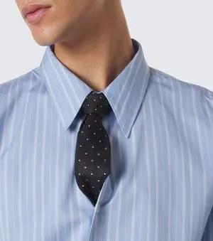 Saint Laurent Polka-dot Silk Jacquard Neck Tie - Blue