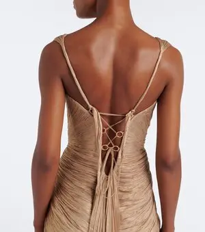 MARIA LUCIA HOHAN Corinna Silk Muslin Bustier Gown - Beige