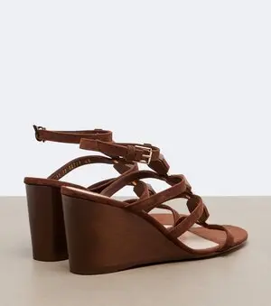 GIANVITO ROSSI Suede Wedge Sandals With Studs