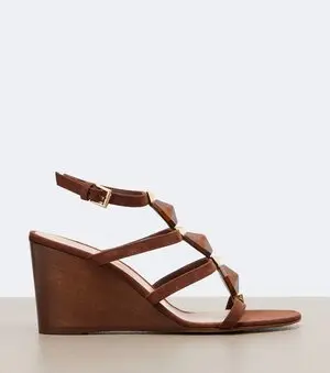 GIANVITO ROSSI Suede Wedge Sandals With Studs
