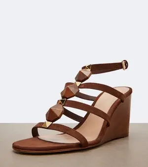 GIANVITO ROSSI Suede Wedge Sandals With Studs