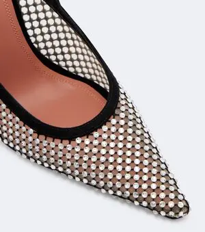 Amina Muaddi Felicia Embellished Mesh Slingback Pumps