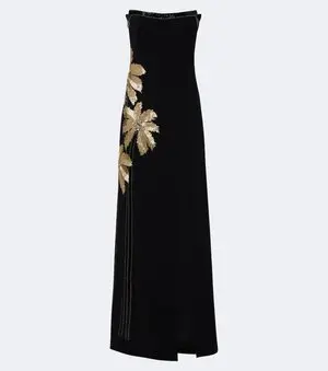Costarellos Embellished Crepe Gown - Black