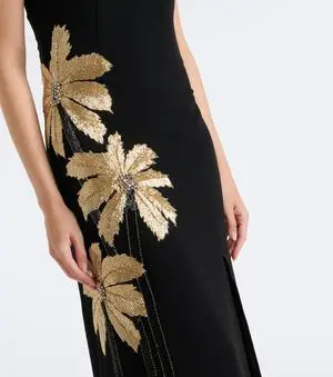 Costarellos Embellished Crêpe Gown
