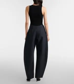 Alaïa Wool Crêpe Barrel-leg Trousers - Grey