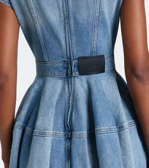 Erdem Floral Appliqué Denim Midi Skirt