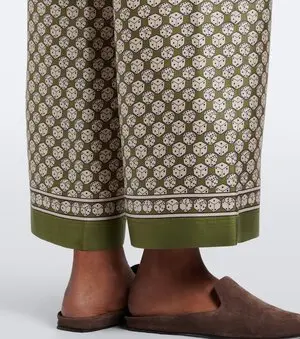 Max Mara Printed Silk Wide-leg Pants - Green