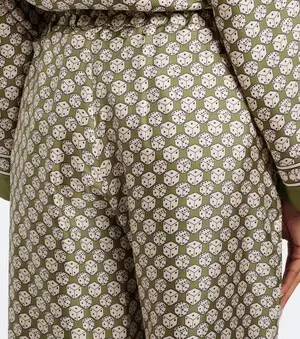 Max Mara Printed Silk Wide-leg Pants - Green