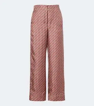Max Mara S Max Mara Printed Silk Wide-Leg Pants Multicoloured